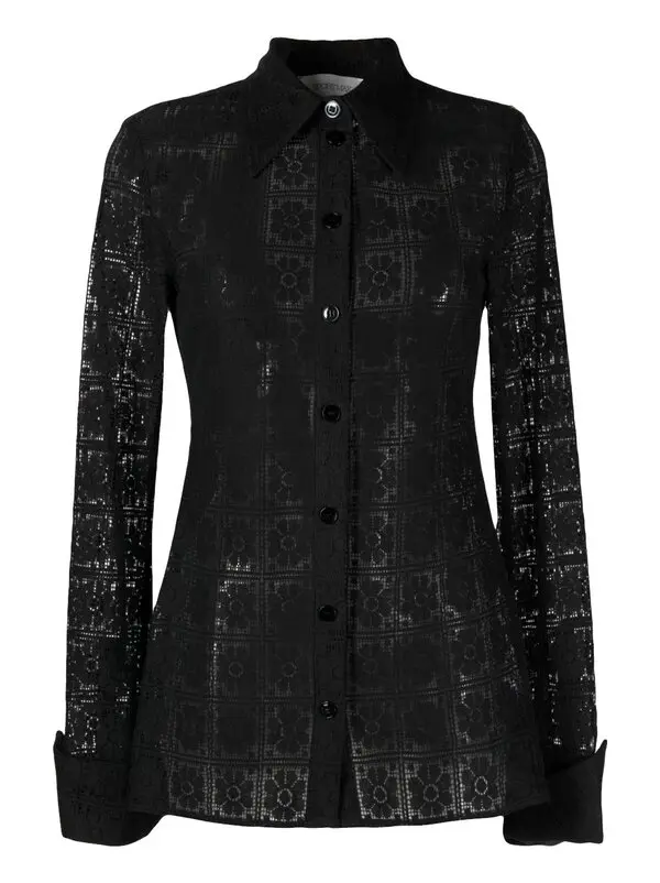 Sportmax Floral-lace Cotton Shirt - Black