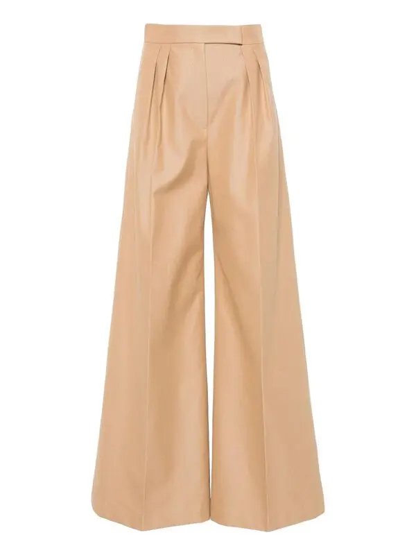 Max Mara Pleated Wide Leg Palazzo Pants - Neutrals