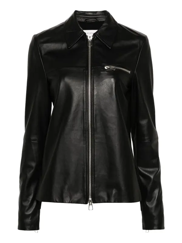 Sportmax Zipped Leather Jacket - Black