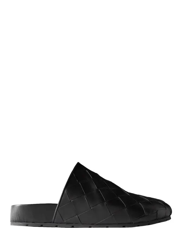 Bottega Veneta Reggie Intrecciato Leather Slippers - Black