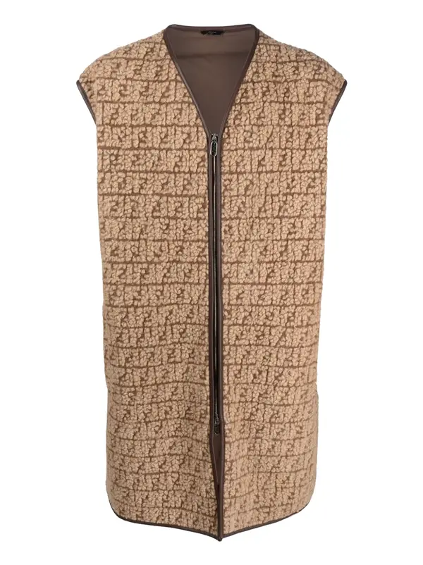 Fendi Ff-monogram Fleece Gilet - Brown