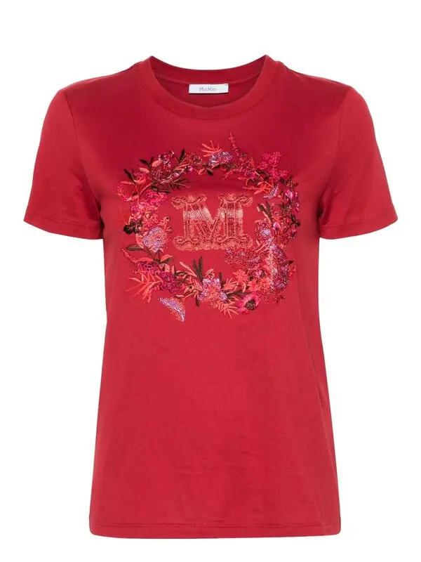 Max Mara Sequin-embellished T-shirt - Red