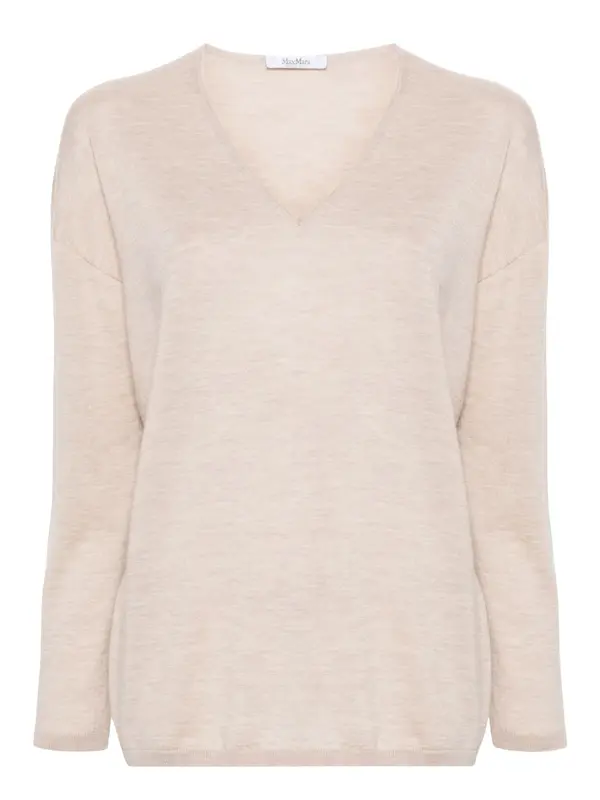 Max Mara V-neck Cashmere Jumper - Neutrals