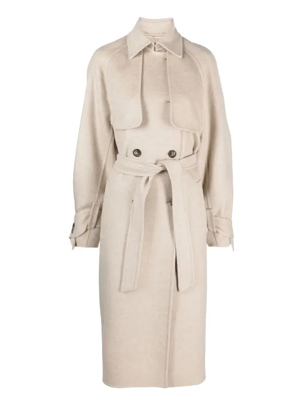 Max Mara Belted-waist Cashmere Coat - Neutrals