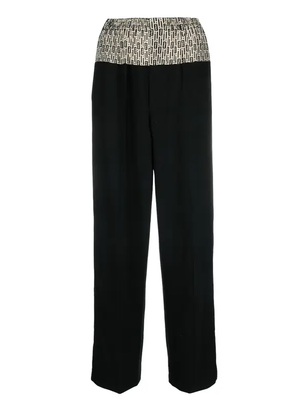 Fendi Logo-print Tailored Trousers - Black