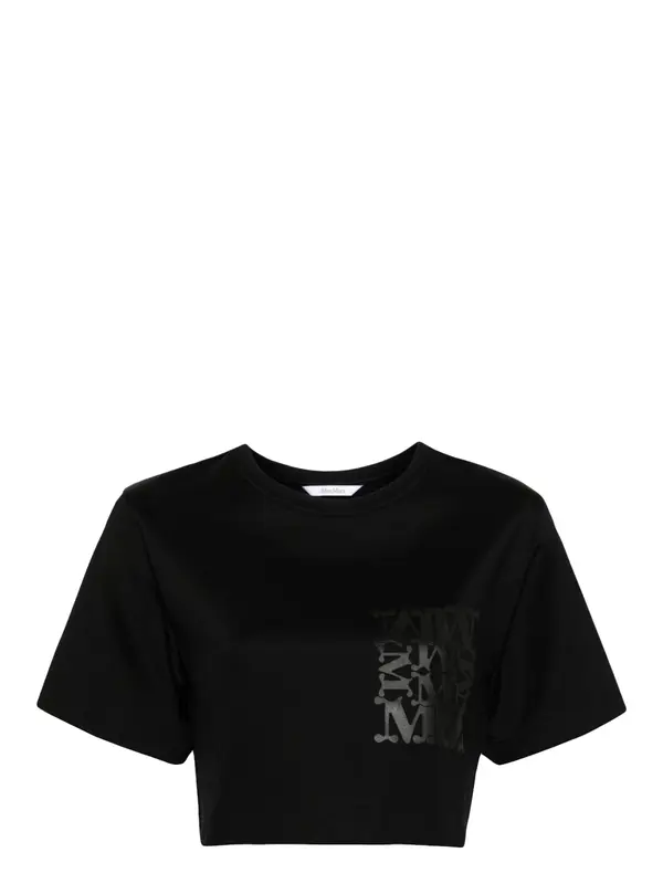 Max Mara Logo-print Cropped T-shirt - Black