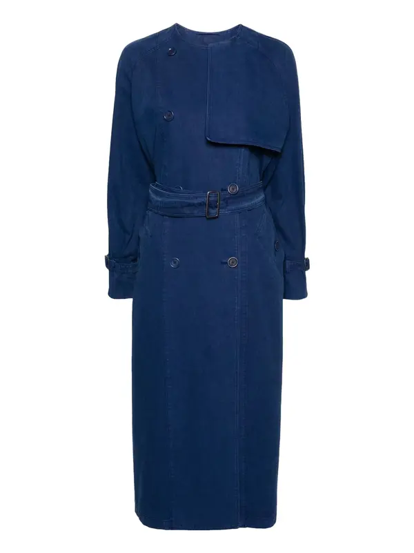 Max Mara Calao Cotton Canvas Trench Coat - Blue
