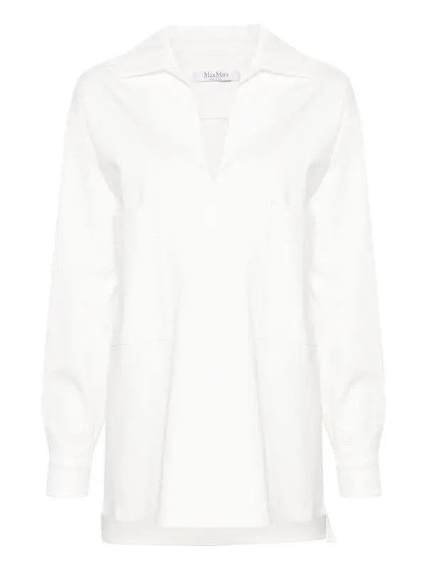 Max Mara Gabardine Weave V-neck Shirt - White