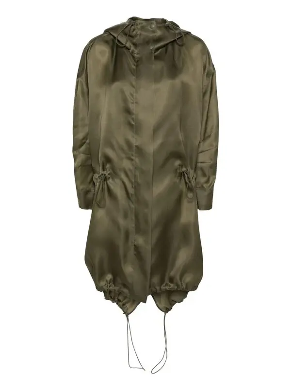 Max Mara Tambuto Organza Midi Coat - Green