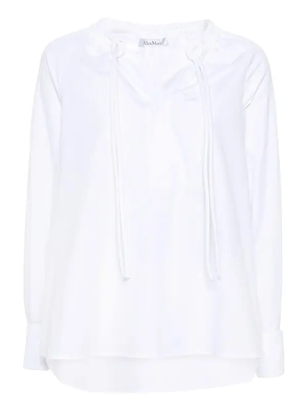 Max Mara Cotton-poplin Lace-up Shirt - White