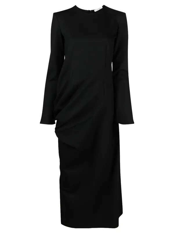 THE ROW Gathered-detailing Long-sleeved Shift Dress - Black