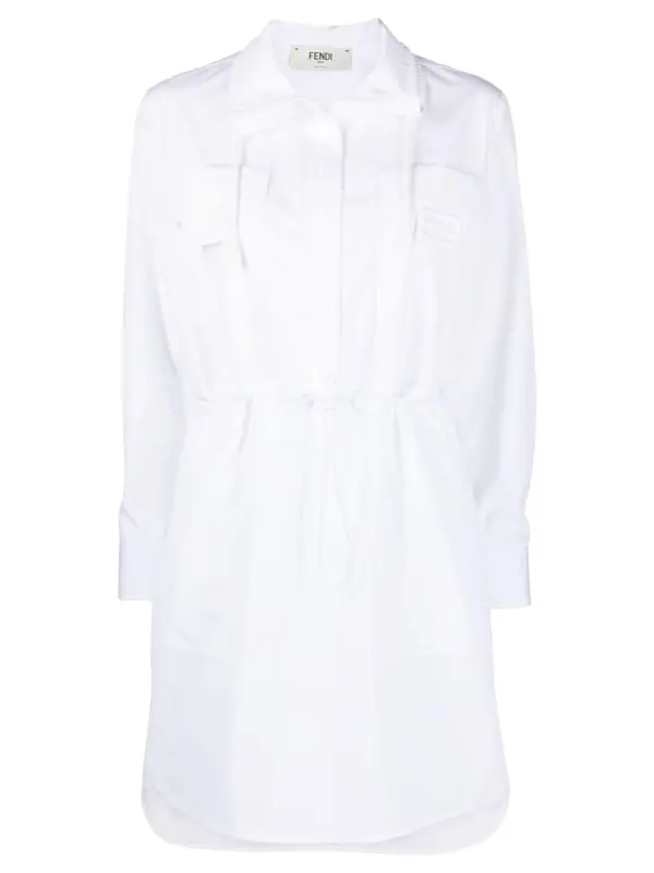 Fendi Drawstring-waist Cotton Dress - White