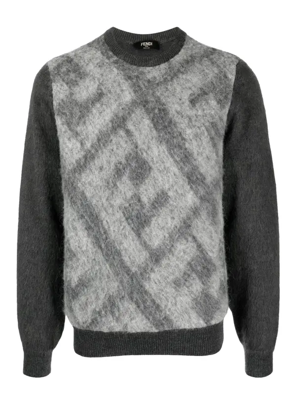 Fendi Ff-motif Knitted Jumper - Grey