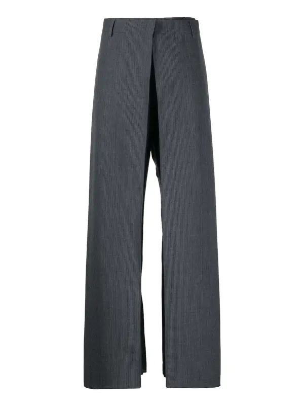 Fendi Layered Virgin Wool Trousers - Grey