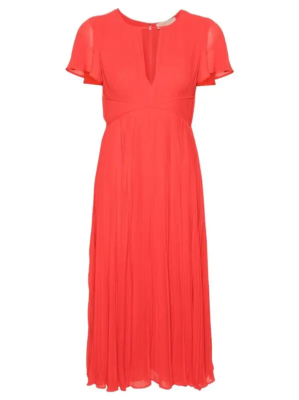 Michael Kors Pleated Midi Dress - Red