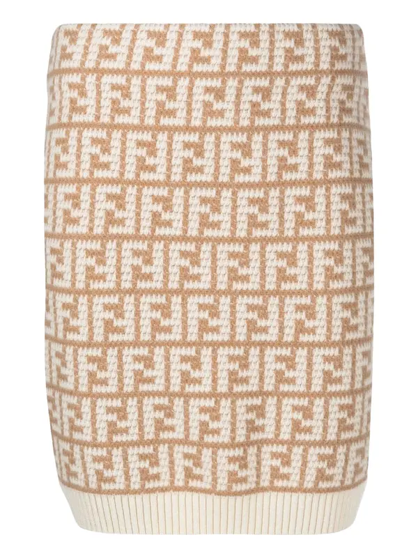 Fendi Ff-logo Pattern Knit Skirt - Neutrals