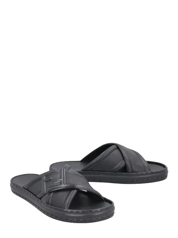 Fendi Ff Logo-embossed Slide Sandals - Black