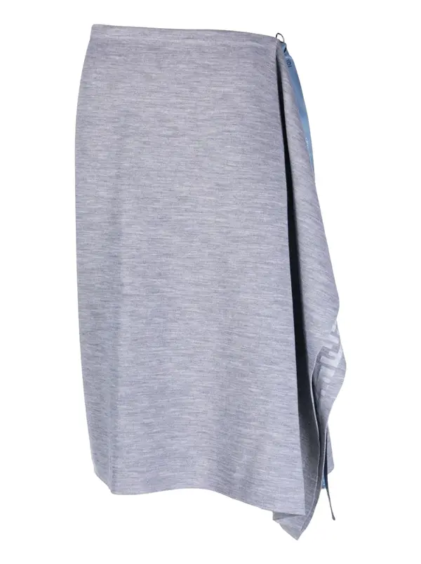 Fendi Asymmetric Knitted Wrap Skirt - Grey