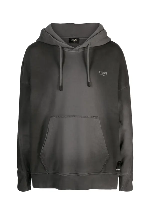 Fendi Logo-lettering Cotton Hoodie - Black