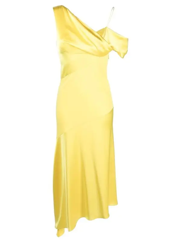 Loewe Asymmetric Draped Midi Dress - Yellow