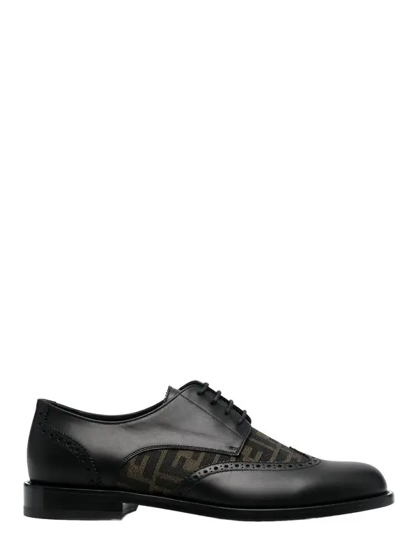 Fendi Ff-pattern Leather Derby Shoes - Black