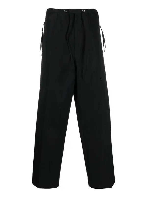 Fendi Logo-patch Wide-leg Trousers - Black