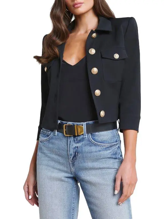 L'Agence Kumi Fitted Crop Jacket - Black
