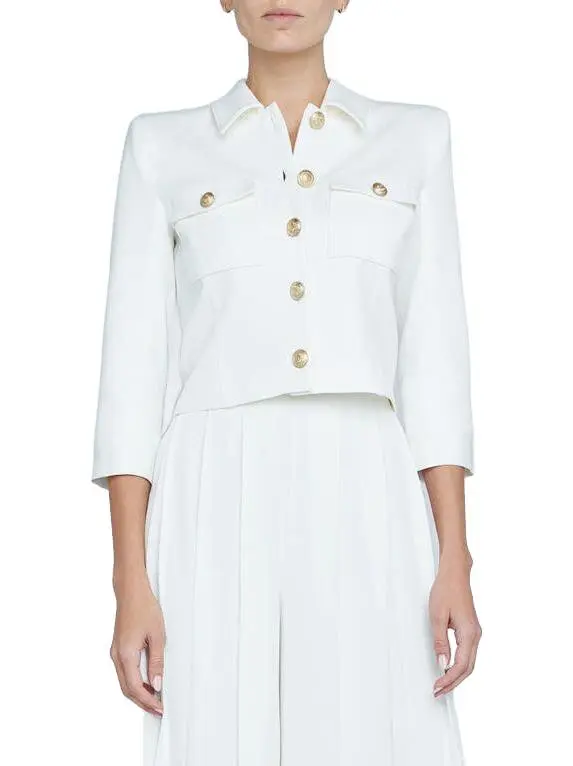 L'Agence Kumi Fitted Crop Jacket - White