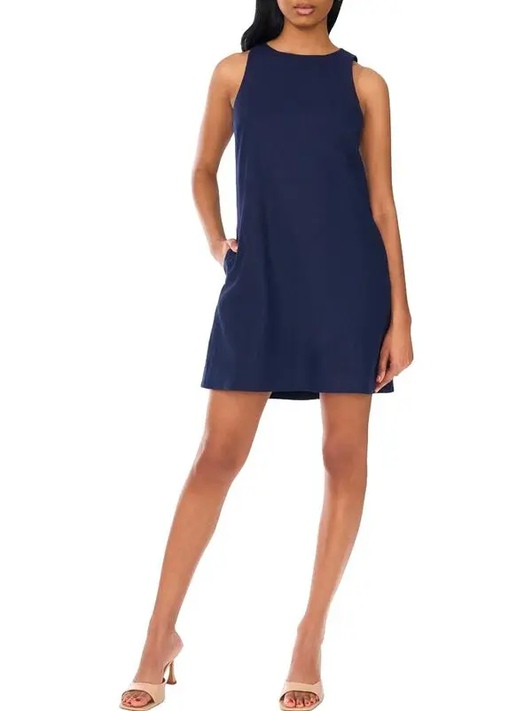 Halogen Sleeveless Linen-blend A-line Dress - Classic Navy