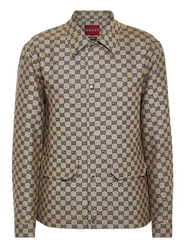 Gucci Gg Linen-blend Canvas Jacket - Blue