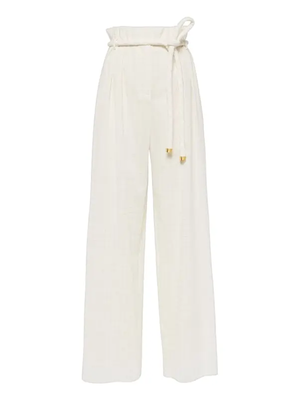 Loro Piana Tristin Checked Cotton-blend Wide-leg Pants - White