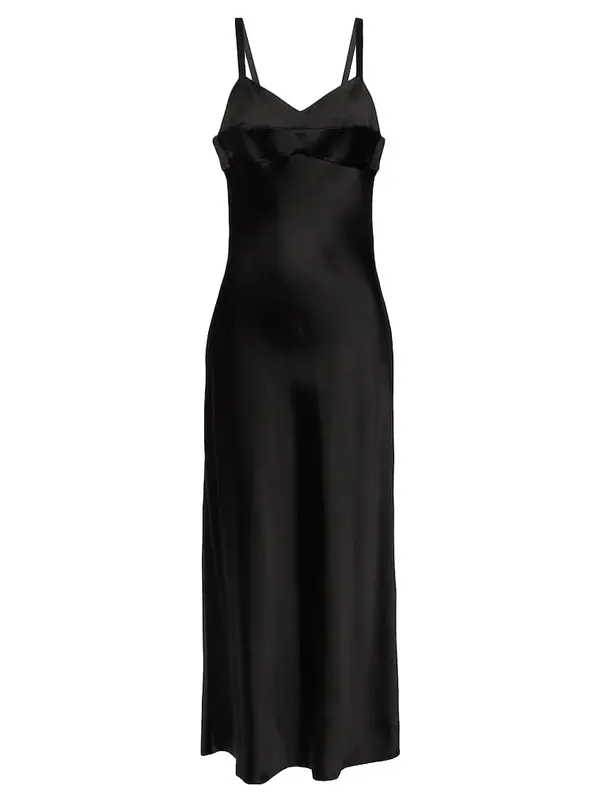 Khaite Joely Satin Slip Dress - Black