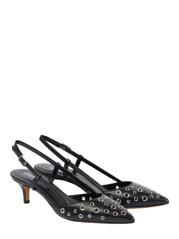 Isabel Marant Pilia Leather Slingback Pumps - Black
