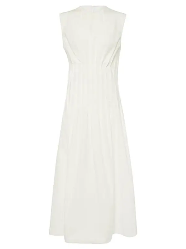 Khaite Wes Pleated Cotton Poplin Maxi Dress - White