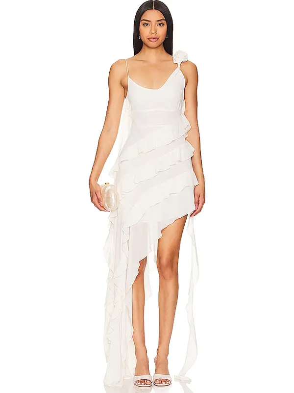 BUBISH Willow Ruffle Rosette Dress - White