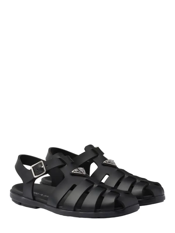 Prada Rubber Fisherman Sandals - Black