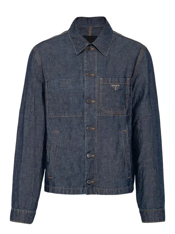 Prada Chambray Blouson Jacket - Blue