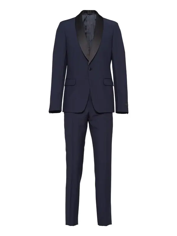Prada Single-breasted Wool And Mohair Tuxedo - Blue/black