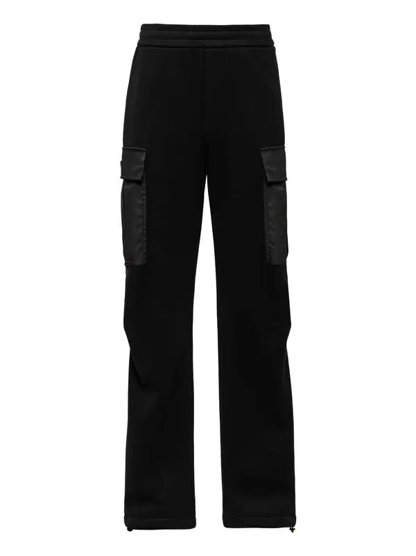Prada Cotton Fleece Cargo Pants With Nylon Details - Black