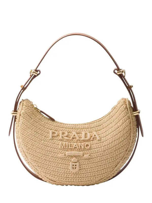 Prada Arqué Crochet Shoulder Bag - Natural