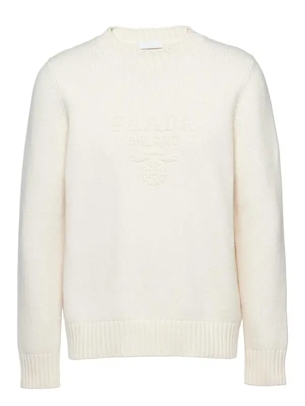 Prada Wool And Cashmere Crew-neck Sweater - White