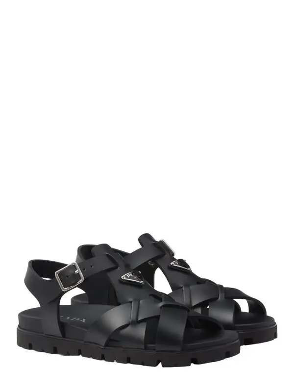 Prada Crisscross Rubber Sandals - Black