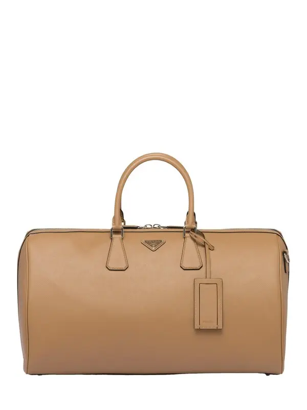 Prada Saffiano Leather Travel Bag - Brown
