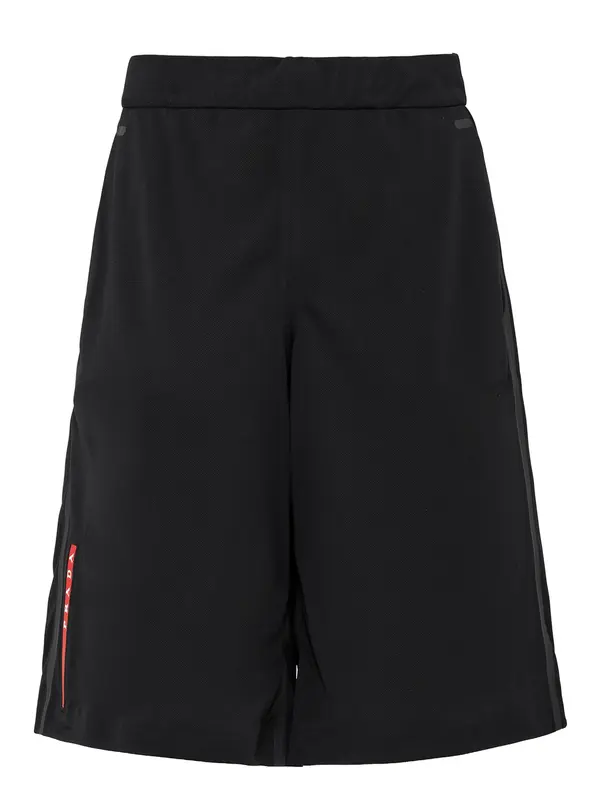 Prada Piqué Bermuda Shorts With Tape Seams - Black