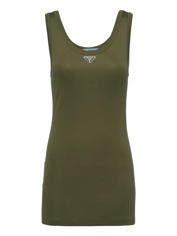 Prada Ribbed Knit Top - Camouflage Green