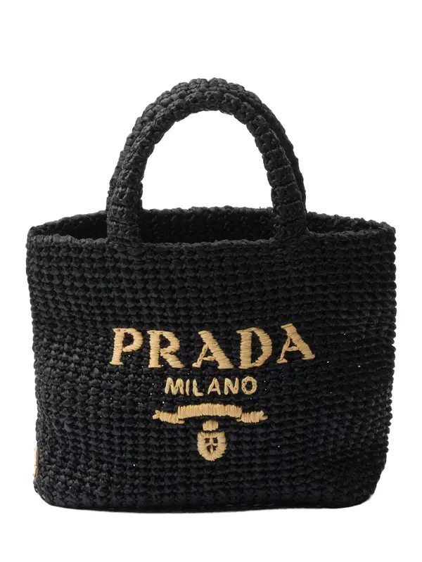 Prada Small Crochet Tote - Black