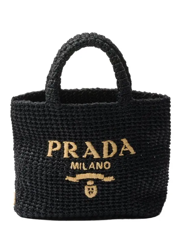 Prada Small Crochet Tote Bag - Black