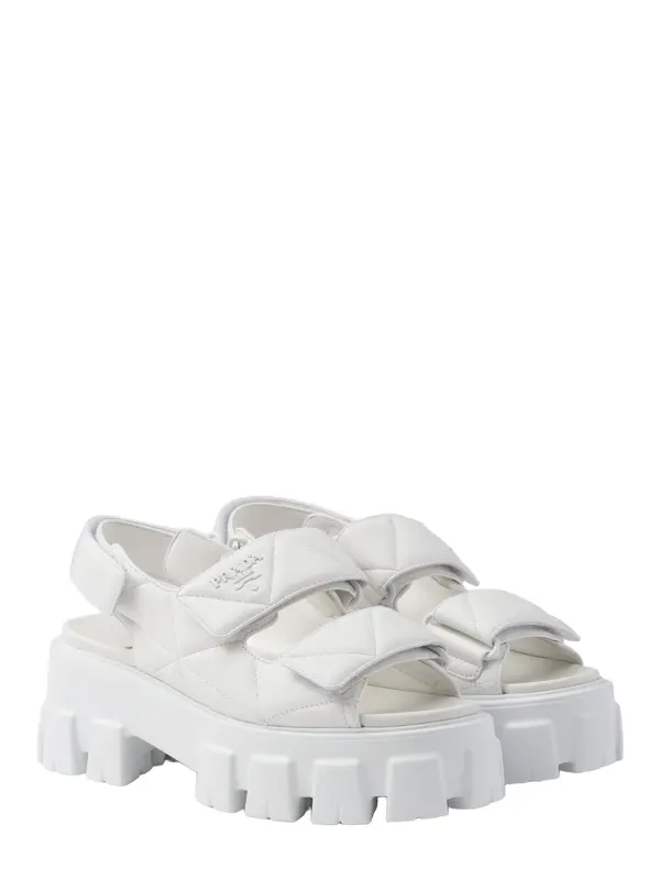 Prada Monolith Nappa Leather Sandals - White