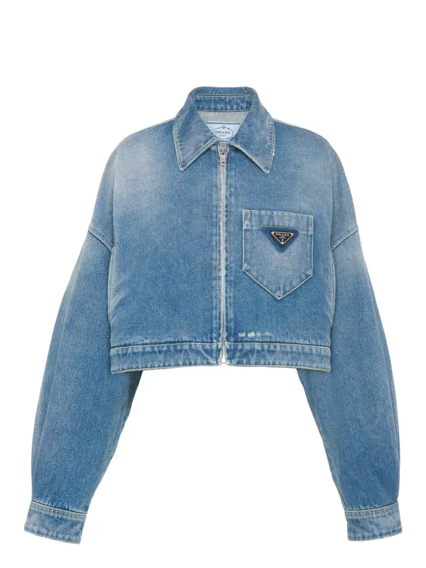 Prada Cropped Denim Jacket - Mid Blue