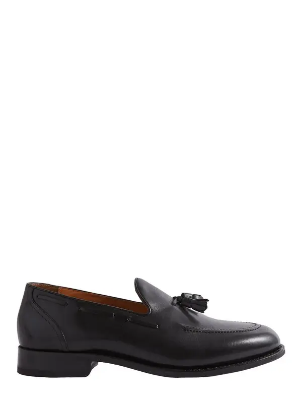 REISS Clayton Leather Loafers - Black